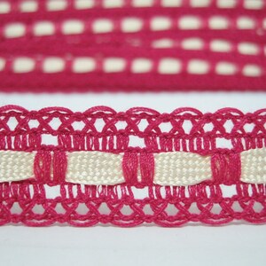 5 Yards Hot Pink Lace Trim With Vanilla Ribbon Insert, Lace Trim, Lace ...