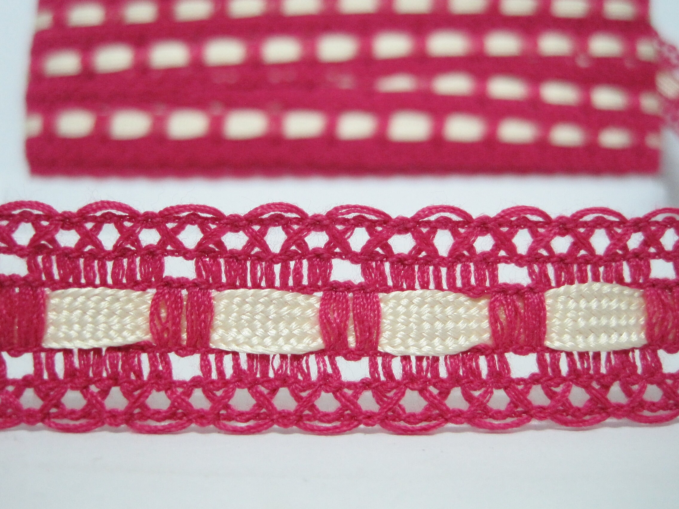 5 yards Hot Pink Lace Trim with Vanilla Ribbon Insert Lace | Etsy