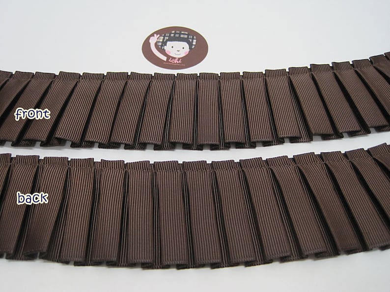 1 Yd 2" Brown Grosgrain Box Pleated Trim, Box Pleated Trim, Box Pleated ...