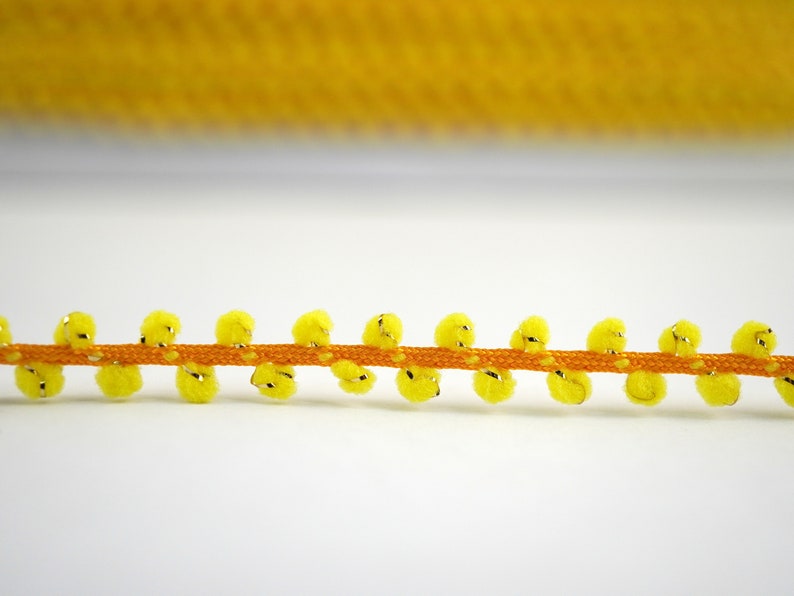 5 Yards Bright Yellow 2-side Tiny Pom Pom Trim, Mini Pom Pom Trim ...