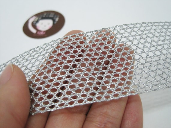 5 Yards 1-3/8 Silver Metallic Net Ribbon Glitter Yarn | Etsy