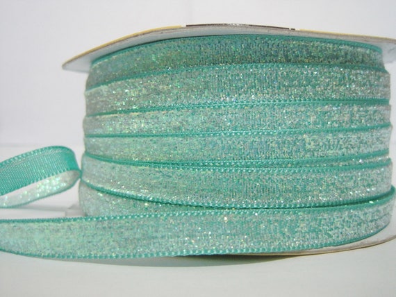 5 Yards 3/8 Aqua Green Glitter Ribbon Glitter Yarn - Etsy