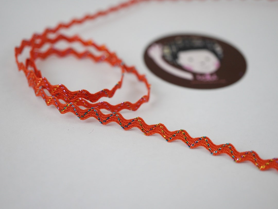 5 Yards Orange-red Tiny Rick Rack With Rainbow Metallic, Tiny Rick Rack ...