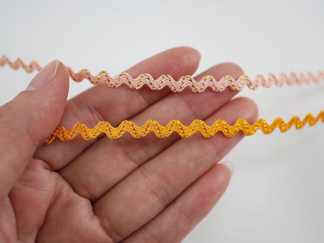 5 Yards Orange Tiny Rick Rack With Gold Metallic, Tiny Rick Rack, Mini ...