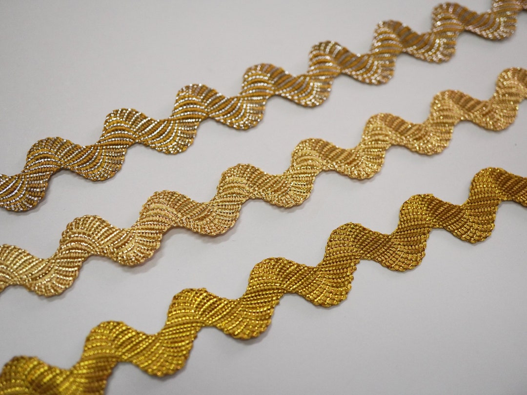 5 Yards Gold Rick Rack With Silver/gold Metallic, Gold Metallic Rick ...