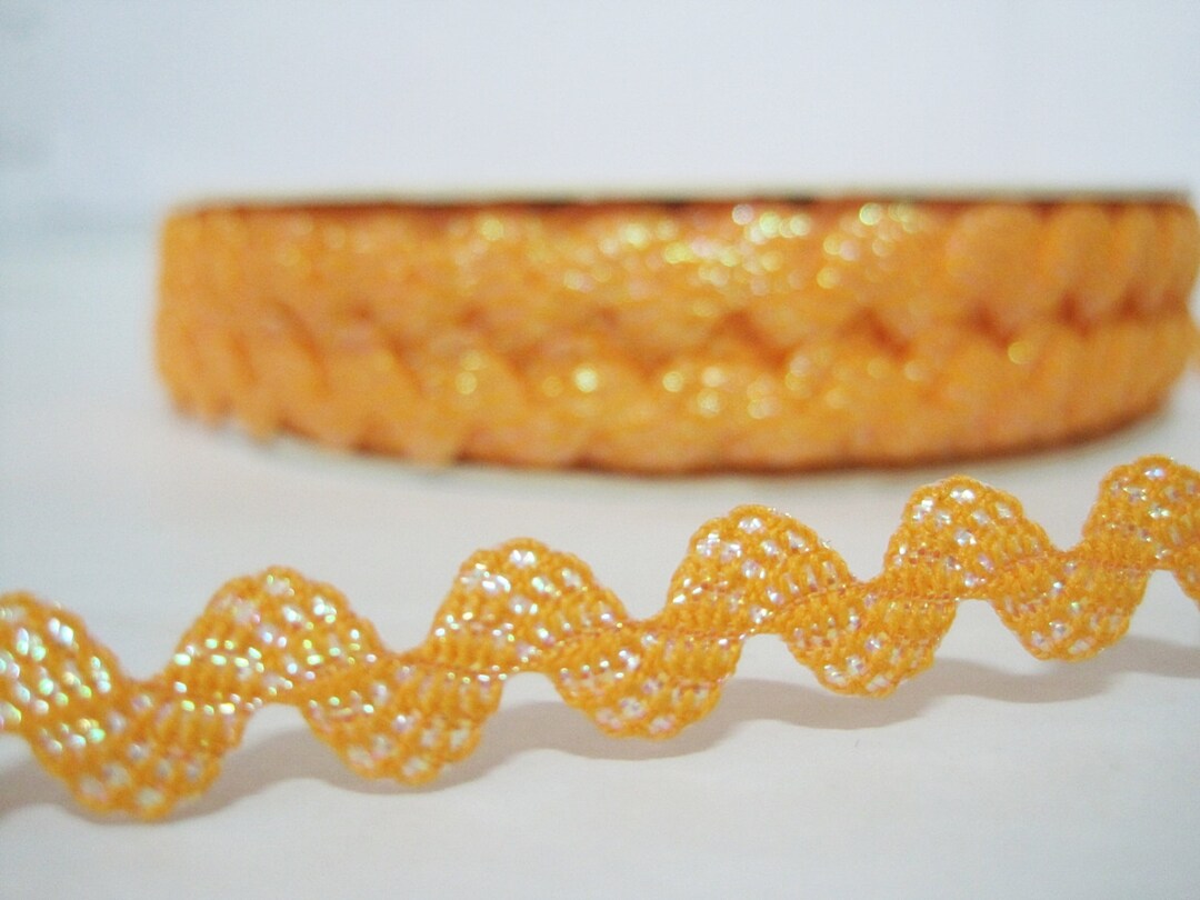 5 Yards Orange Sparkly Rick Rack Trim, Glitter Trim, Ric Rac Trim ...
