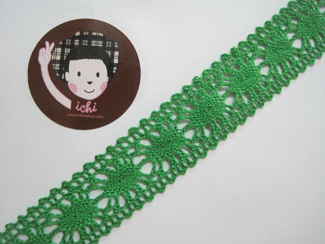 5 yards 1 Green tone Crochet Lace Trim Teal Lace Trim | Etsy
