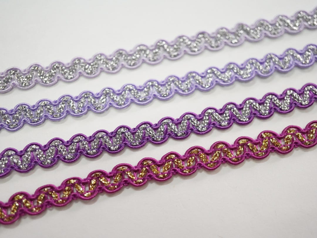 5 Yards Purple Rick Rack With Silver/gold Metallic, Violet Trim, Purple ...