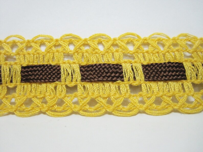 5 Yards Gold Lace Trim With Dark Brown Ribbon Insert Lace - Etsy