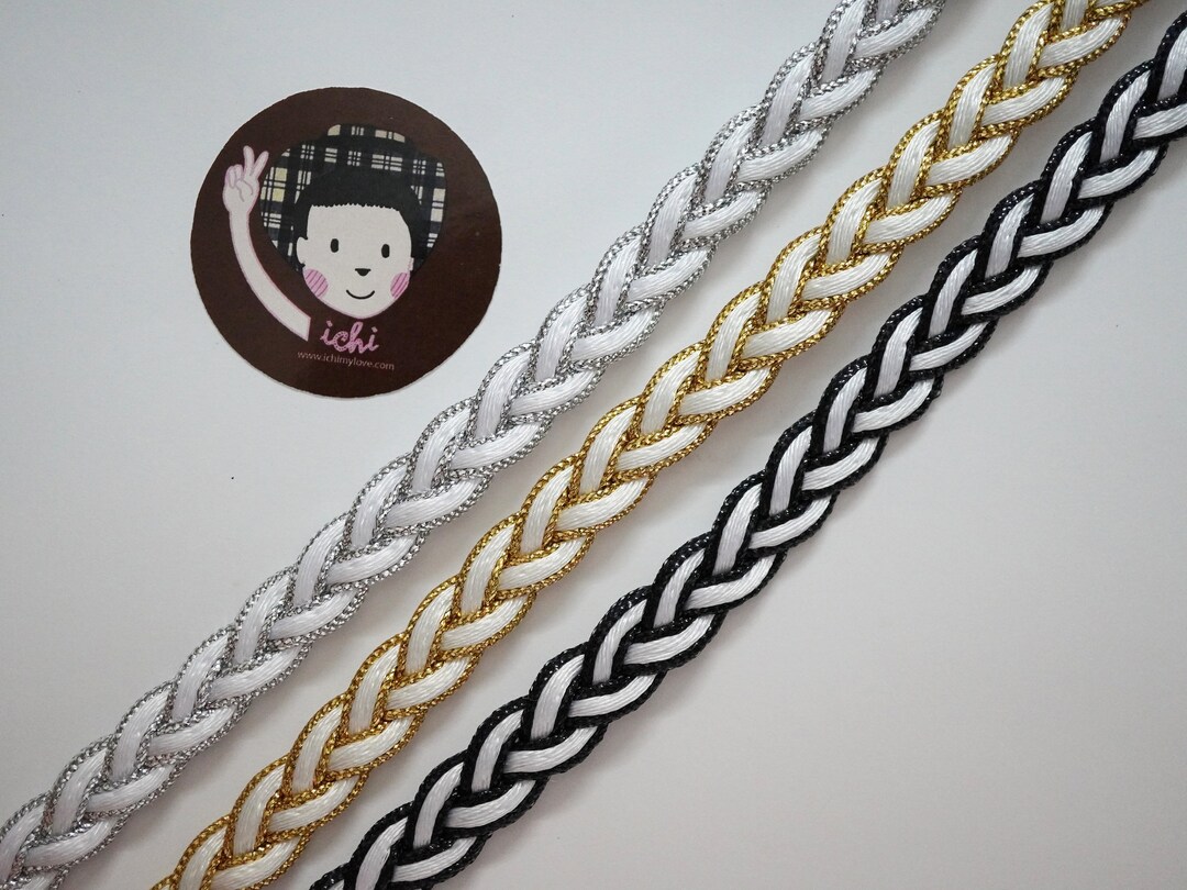 5 Yards 3/8" White Thick Braided With Metallic, White Cord, White ...