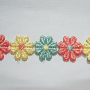 5 Yards Rainbow Flower Trim 2.5 Cm-wide, Colorful Trim, Flower Trim ...