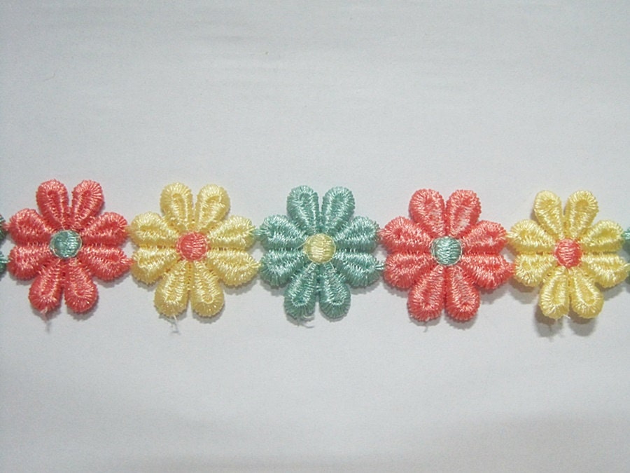 5 Yards Rainbow Flower Trim 2.5 Cm-wide Colorful Trim Flower - Etsy