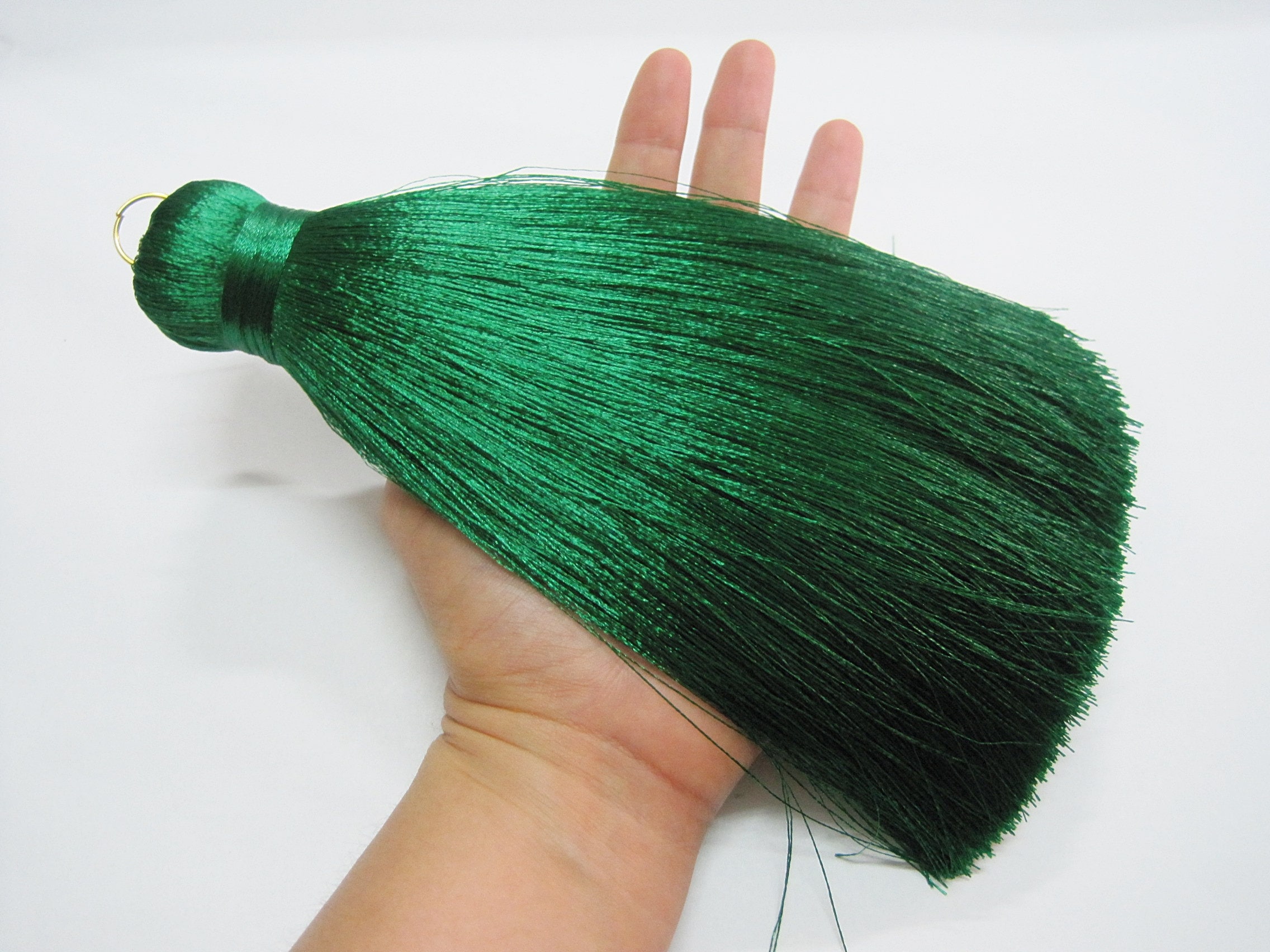 1 Pc Jumbo Tassel, Emerald Green Tassel, Wholesale Tassels, Jumbo Silk ...