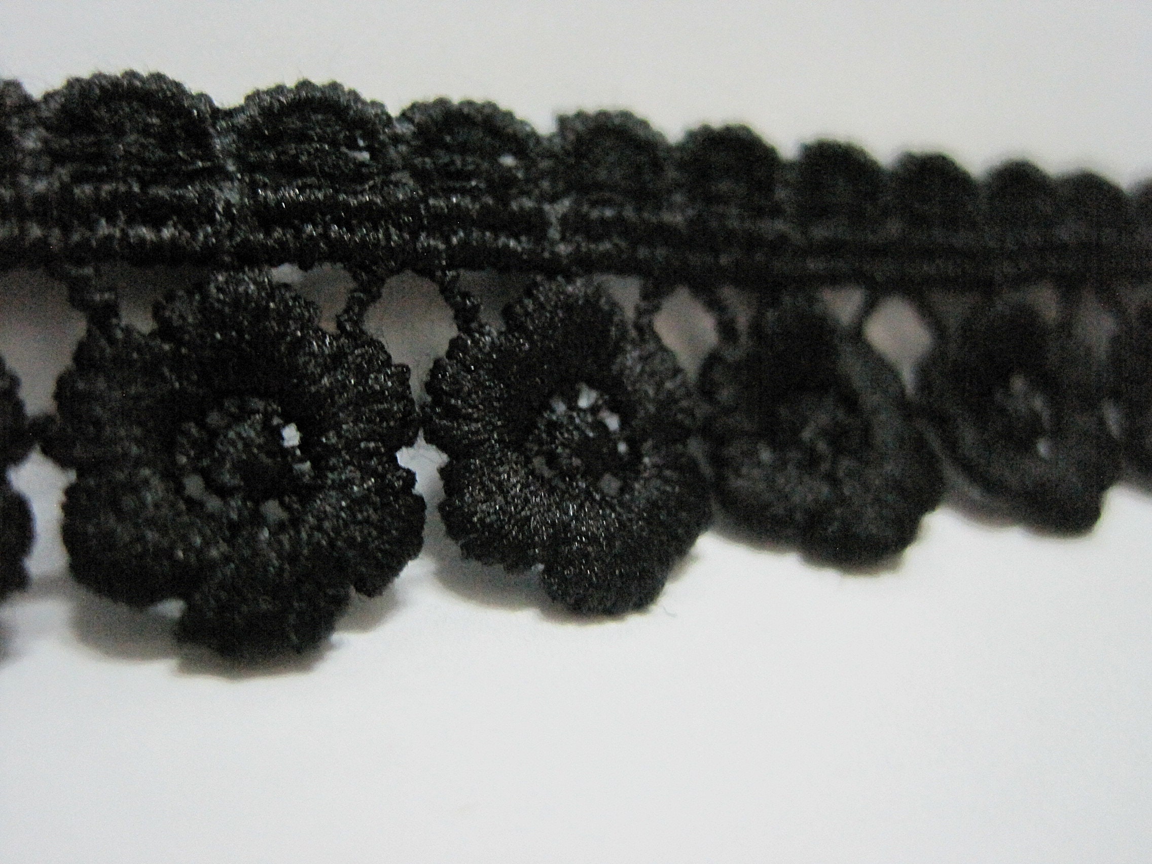 5 yards Black Flower Lace Crochet lace trim Ivory lace trim | Etsy