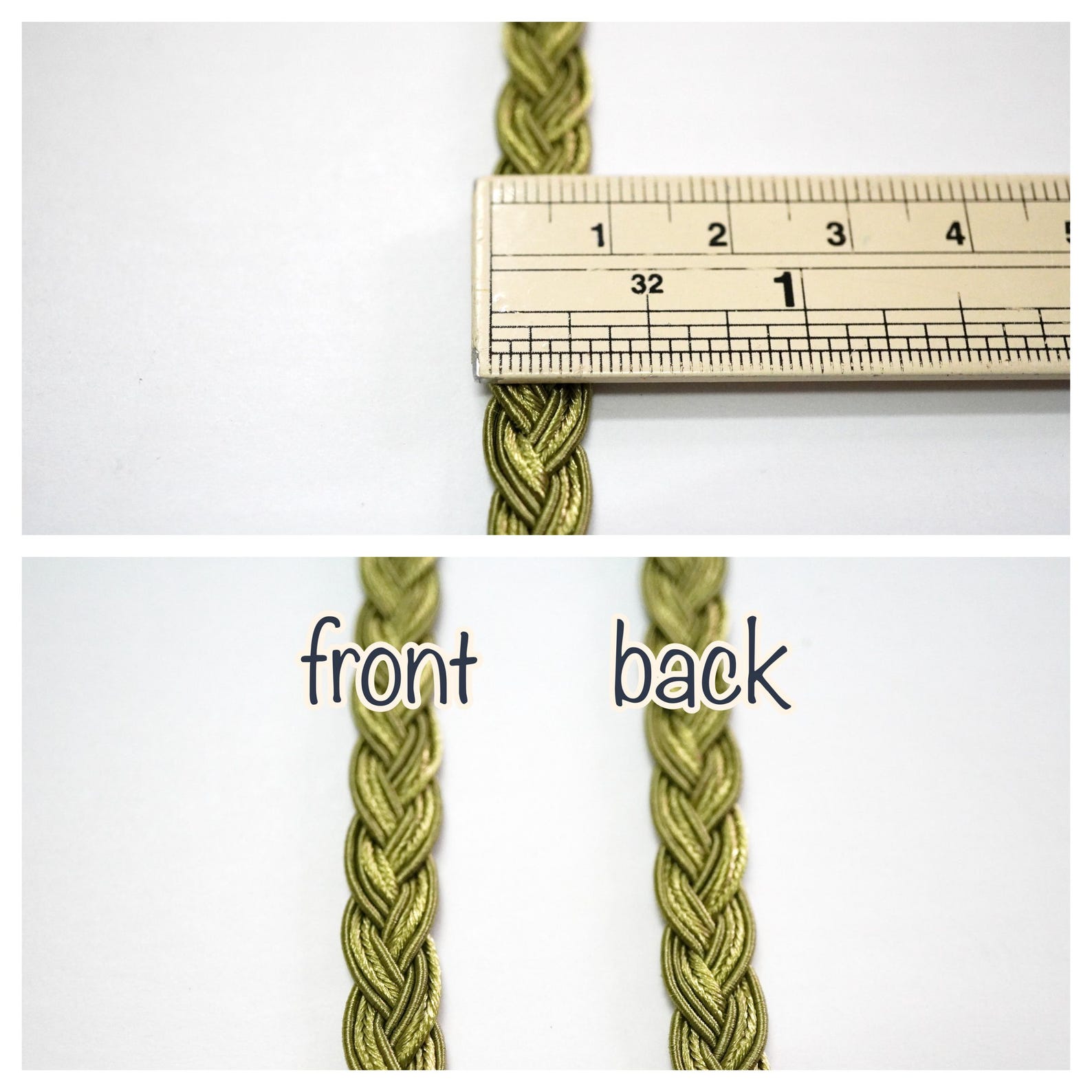 5 Yards 1/4" Green Braided Cord, Braided Gimp Trim, Scroll Braid Trim ...