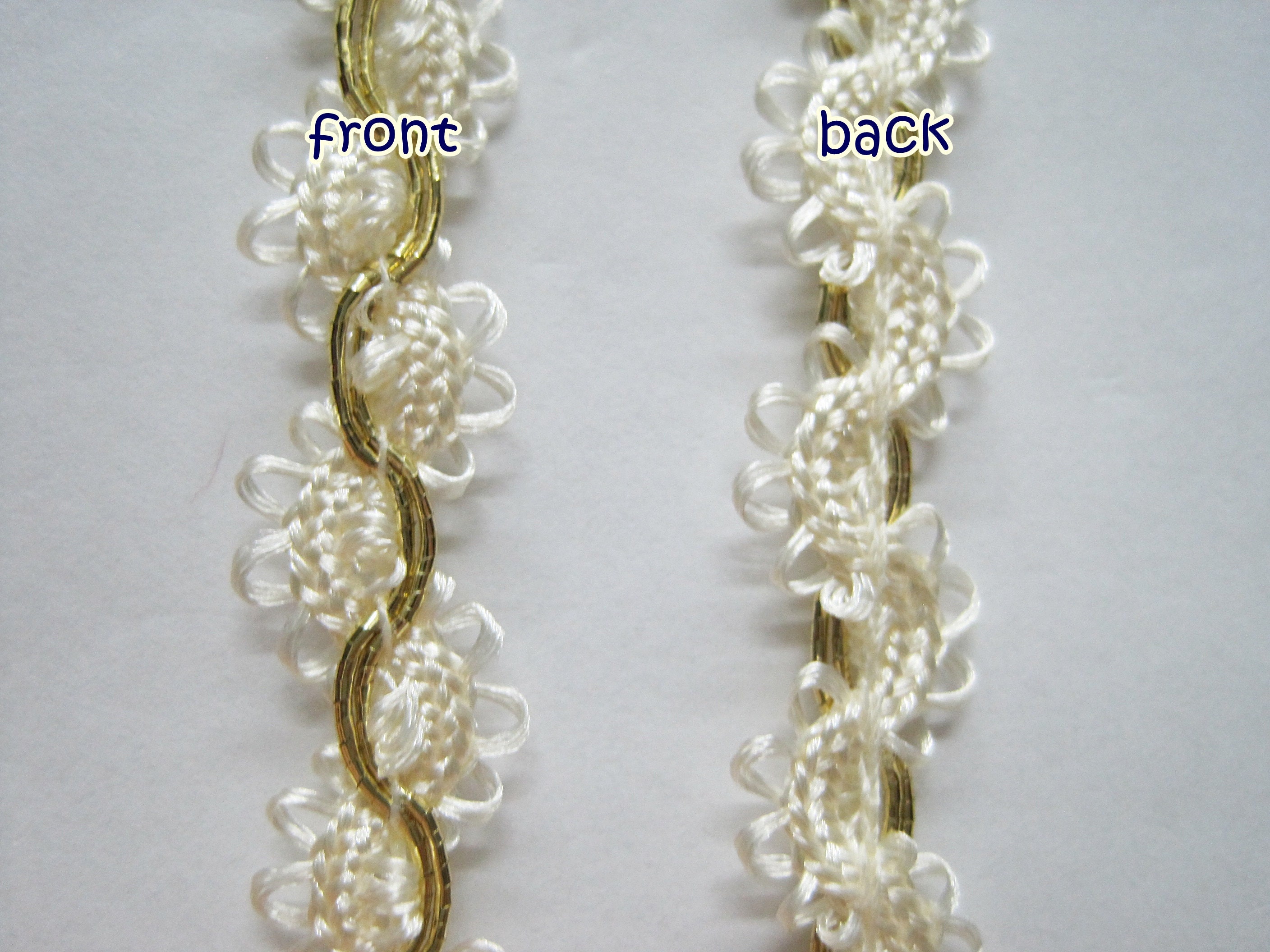 5 yards Cream Picot Rick Rack with Gold braided Cream Trim | Etsy