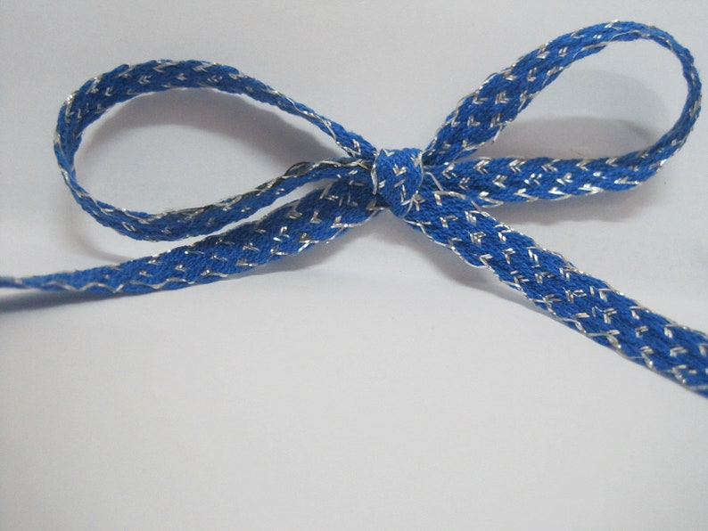 5 Yards Royal Blue Ribbon With Silver Embroidered, Blue Ribbon ...