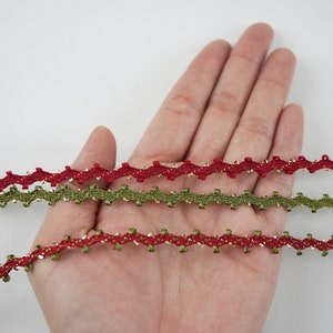 5 Yards Christmas Picot Rick Rack With Gold Metallic, Tiny Rick Rack ...