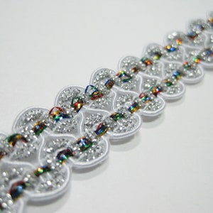 5 Yards 5/8 White-silver Metallic Braid, Silver Lace, Silver Braided ...