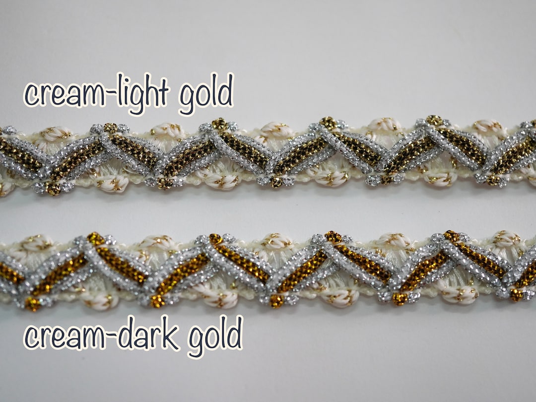 5 Yards 1/2" Cream-gold Metallic Braid, Gold Lace, Gold Braided Trim ...