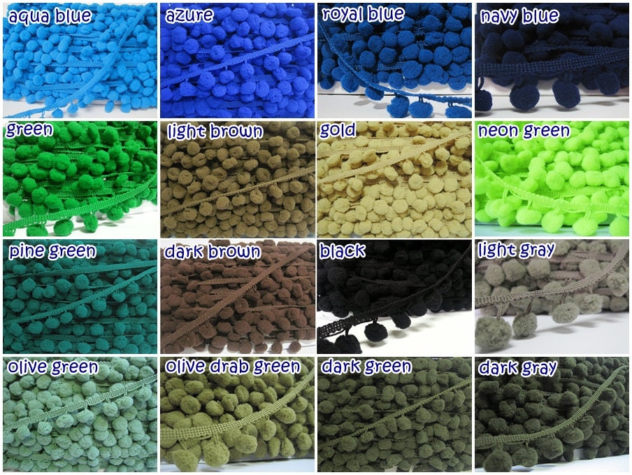 5 Yards 1.2 Cm Pom Pom Trim Green Pom Pom Trim Trim Lot | Etsy