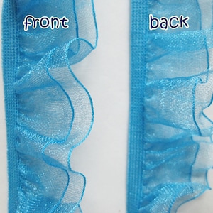 5 Yards Blue Organza Ruffle Elastic Trim 2-layers, Chiffon Ruffle Trim ...