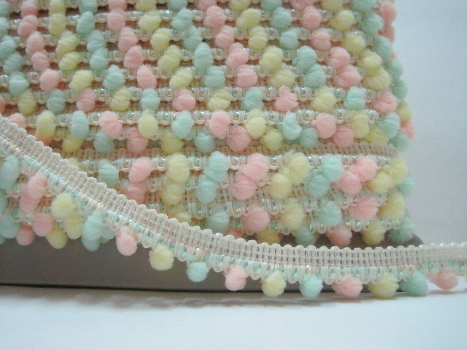 5 Yards Cream Sparkly Mini Pom Pom Trim Pastel Pom Pom Trim | Etsy