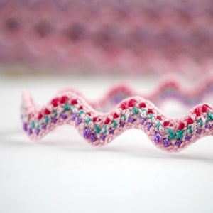 5 Yards Pink Embroidered Rick Rack, Embroidered Vine Rick Rack, Plaited ...