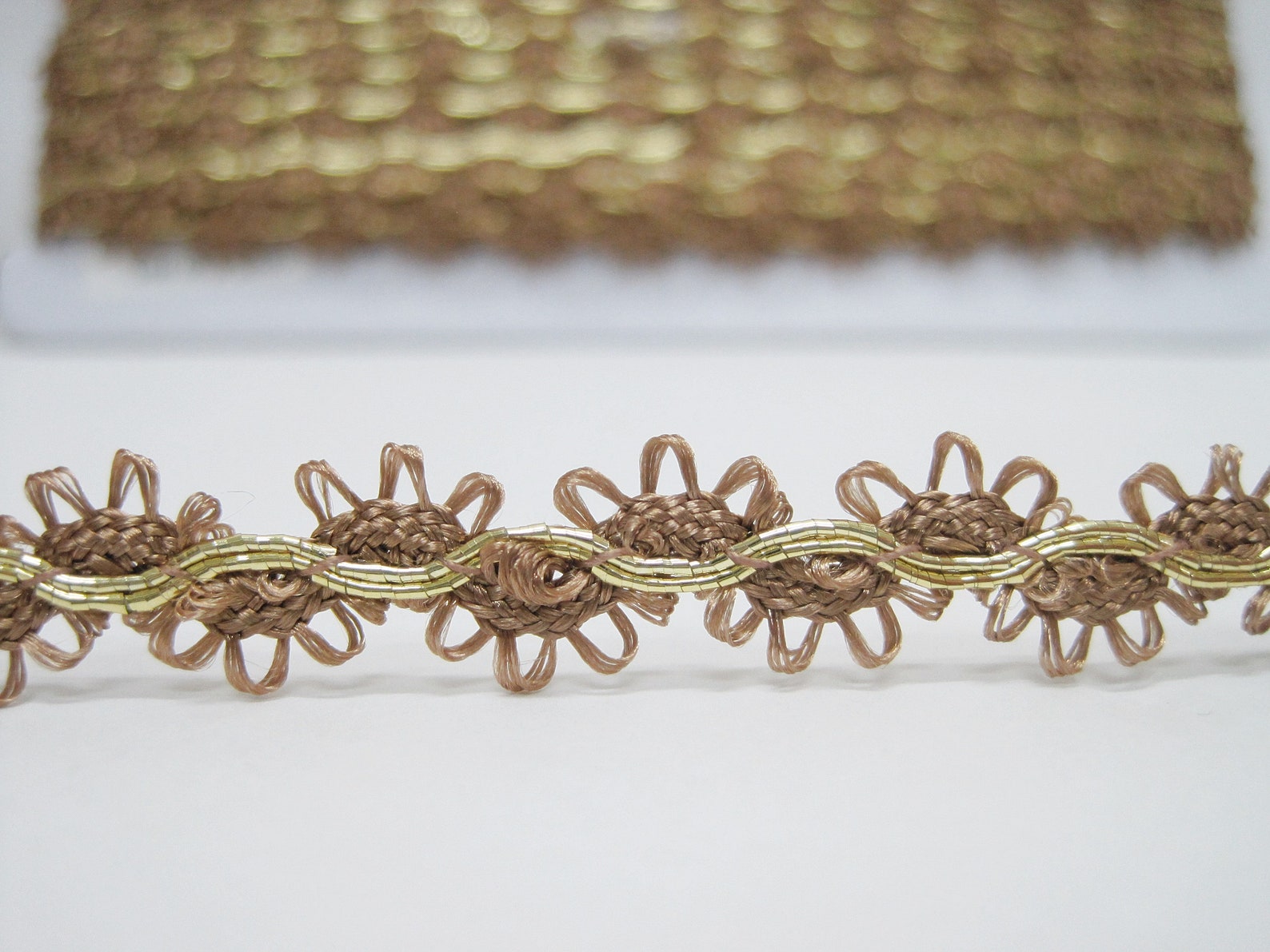 5 yards Brown Picot Rick Rack with Gold braided Brown trim | Etsy