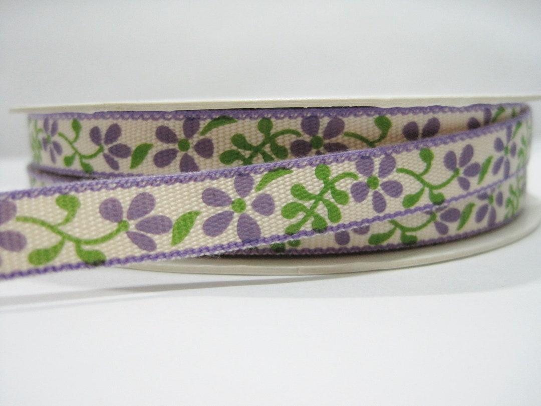 5 Yards 3/8" Flower Ribbon, Printed Ribbon, Flower Printed Ribbon ...