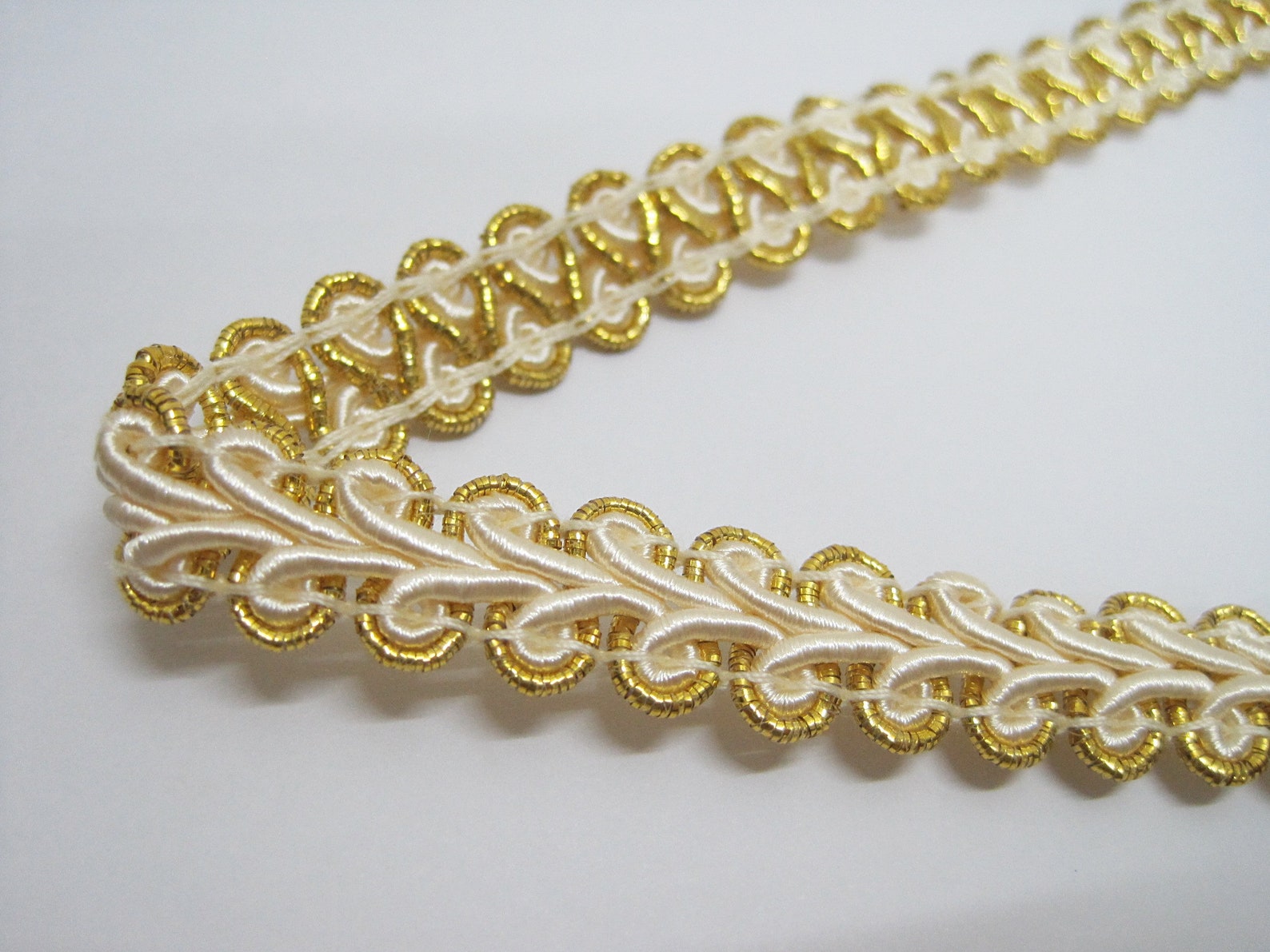 5 Yards 1/2 Cream Gimp Braided Gold Metallic Edge Trim | Etsy