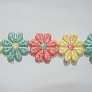5 Yards Rainbow Flower Trim 2.5 Cm-wide, Colorful Trim, Flower Trim ...