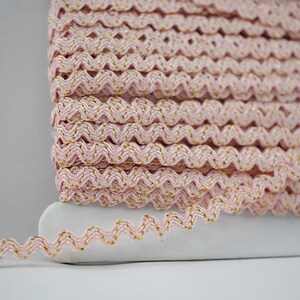 5 Yards Pink Tiny Rick Rack With Gold Metallic, Tiny Rick Rack, Mini ...