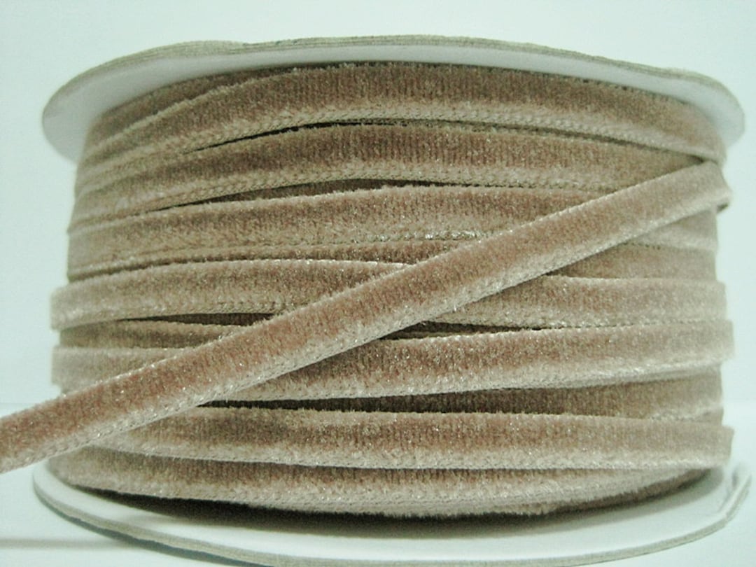 5 Yards 1/4" Beige Velvet Ribbon, Brown Ribbon, Ribbon, Wholesale ...