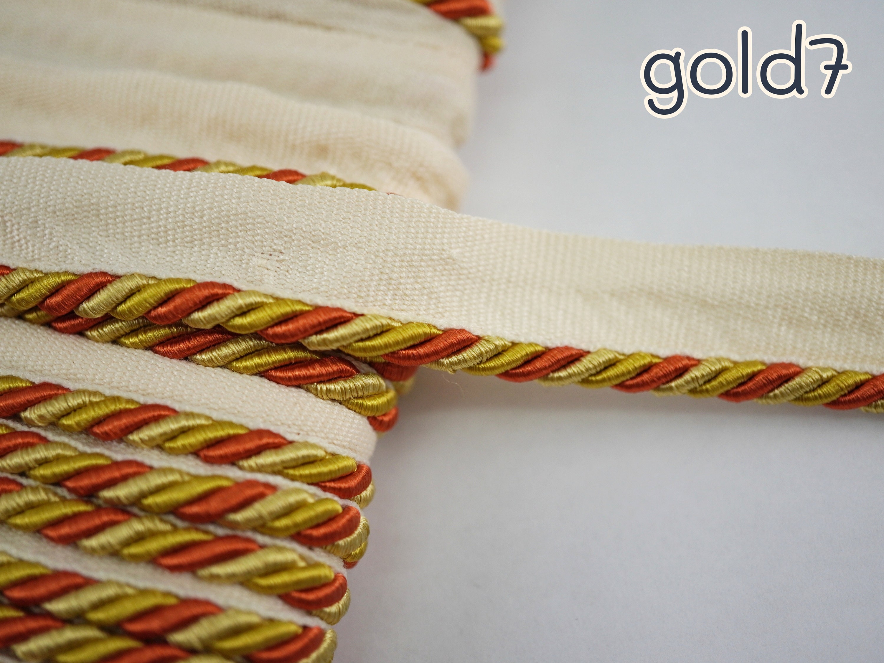 5 Yards Gold Lip Cord Piping, Gold Lip Cord, Edge Piping, Decorative ...