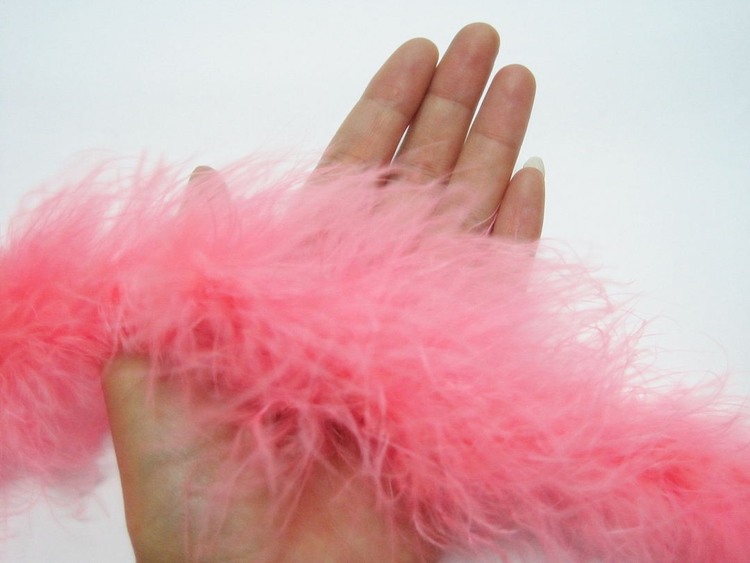 1 Yard 2.5" Feather Trim, Coral Pink Feather Trim, Ostrich Feather Trim ...
