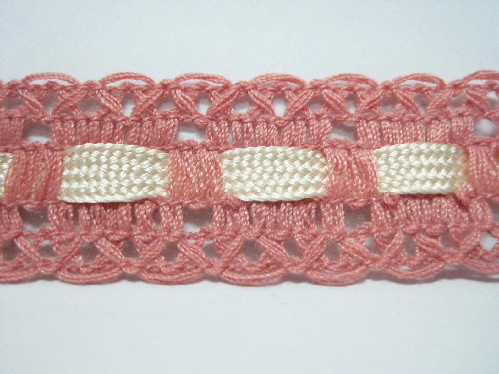 5 Yards Rose Pink Lace Trim With Vanilla Ribbon Insert Lace - Etsy