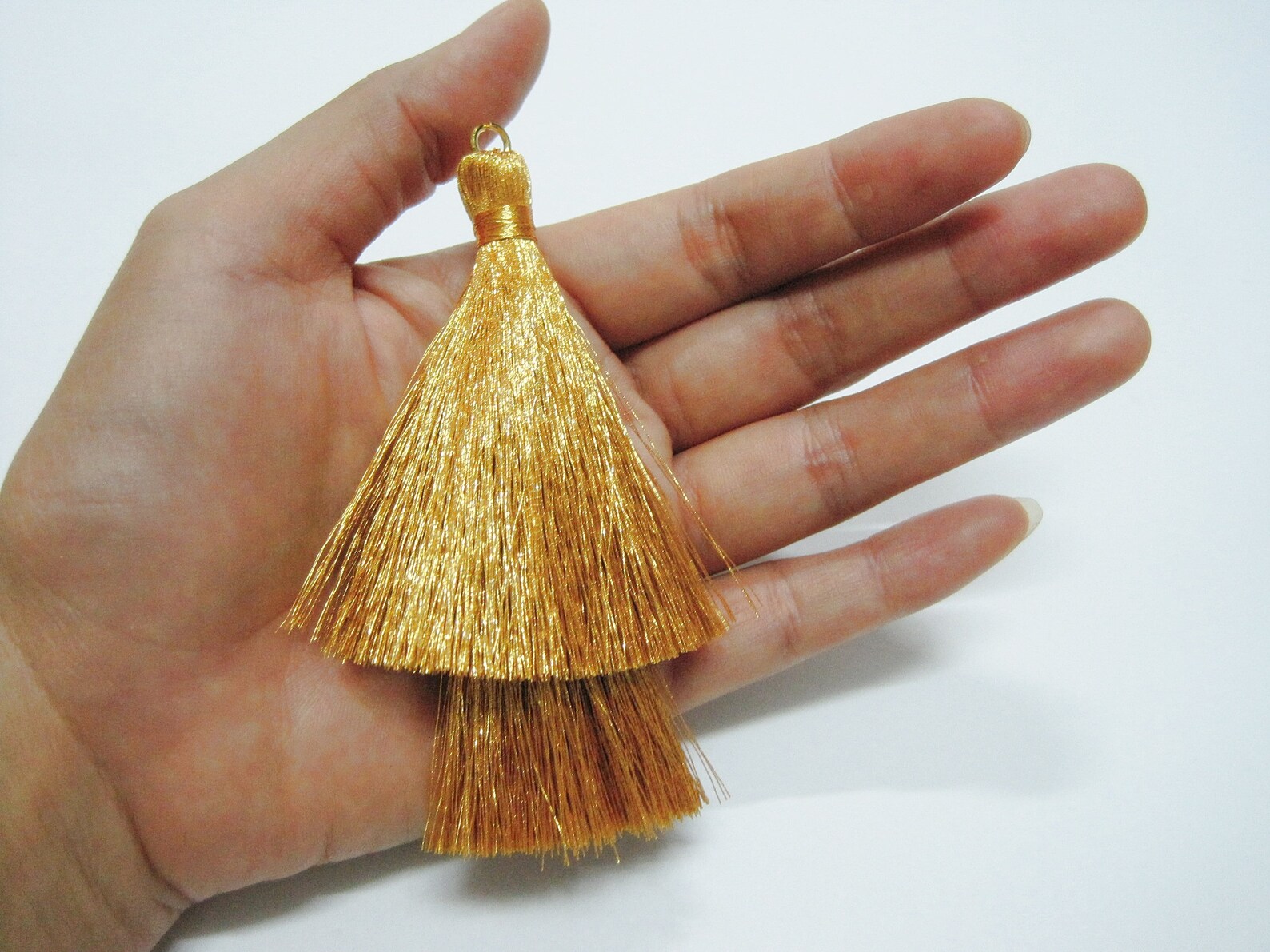 1 pair Gold Double Metallic Tassel metallic tassel double | Etsy