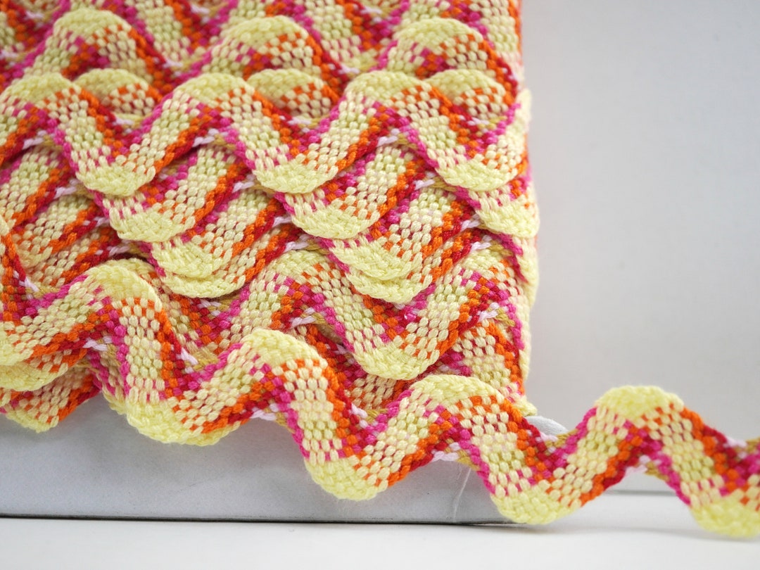 5 Yd Yellow Orange Rick Rack, Multicolored Rick Rack, Woven Rick Rack ...