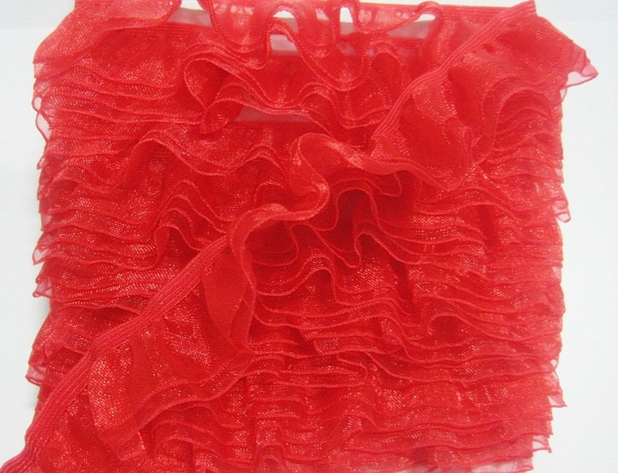 5 Yards Red Organza Ruffle Elastic Trim 2-layers Chiffon | Etsy
