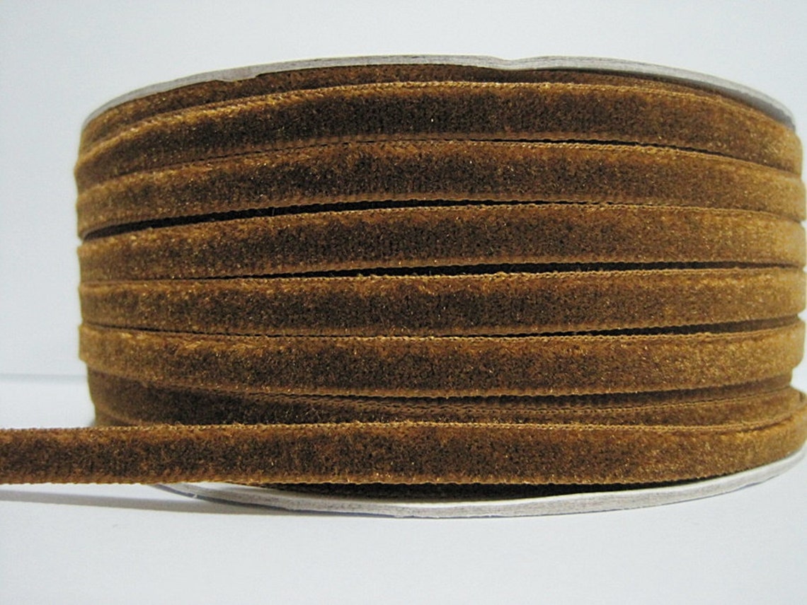 5 yards 1/4 Golden Brown Velvet Ribbon Brown Ribbon | Etsy