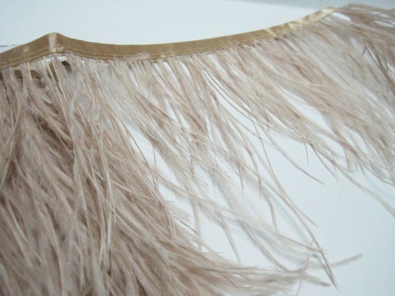 1 Yard Ostrich trim Beige Fringe Ostrich feather Ostrich | Etsy