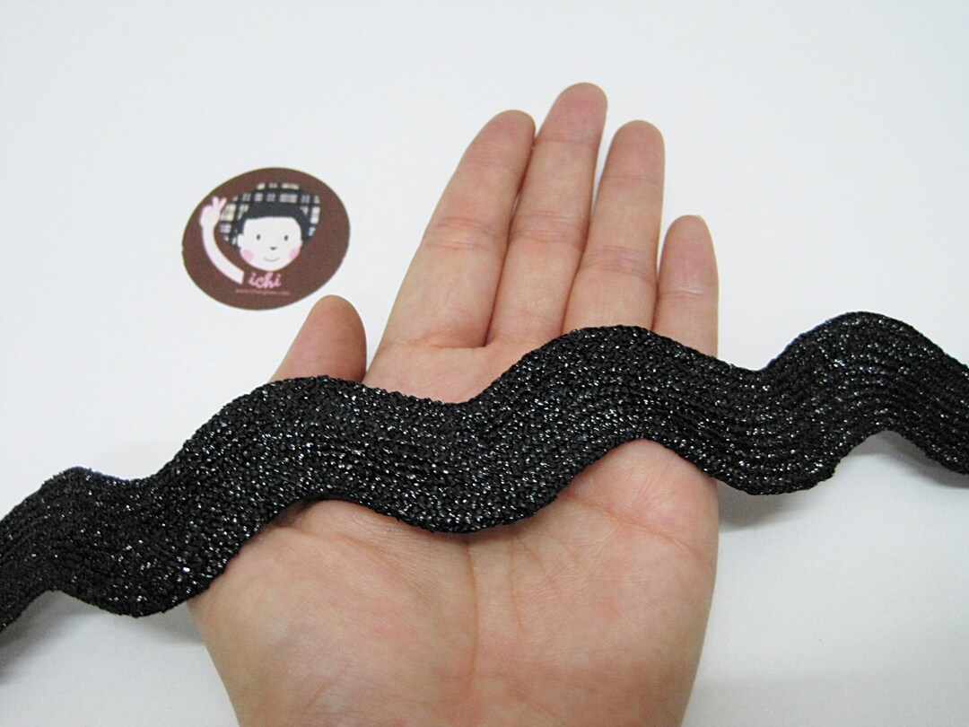 5 Yards Black Jumbo Metallic Rick Rack Trim, Metallic Rick Rack ...