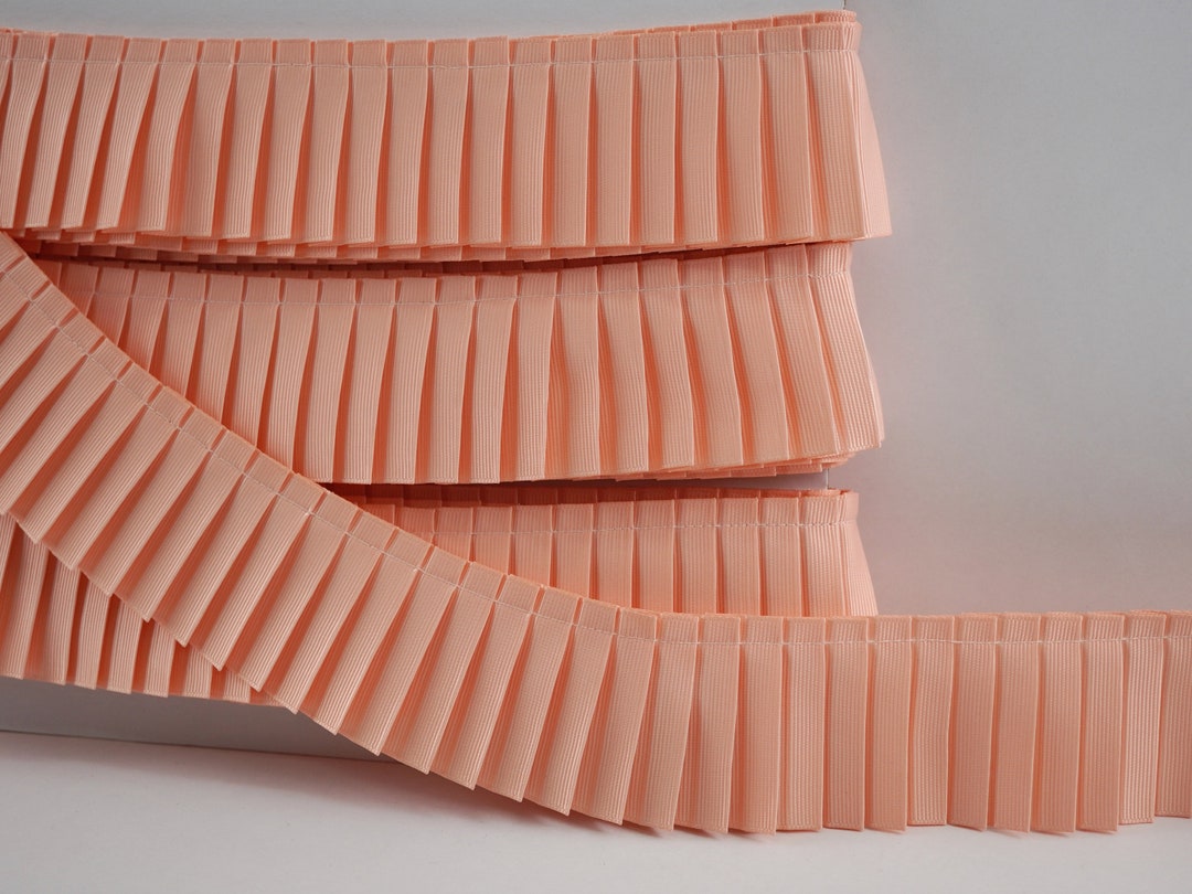 1 Yd 2" Peach Pink Grosgrain Knife Pleated Trim, Knife Pleat Trim ...