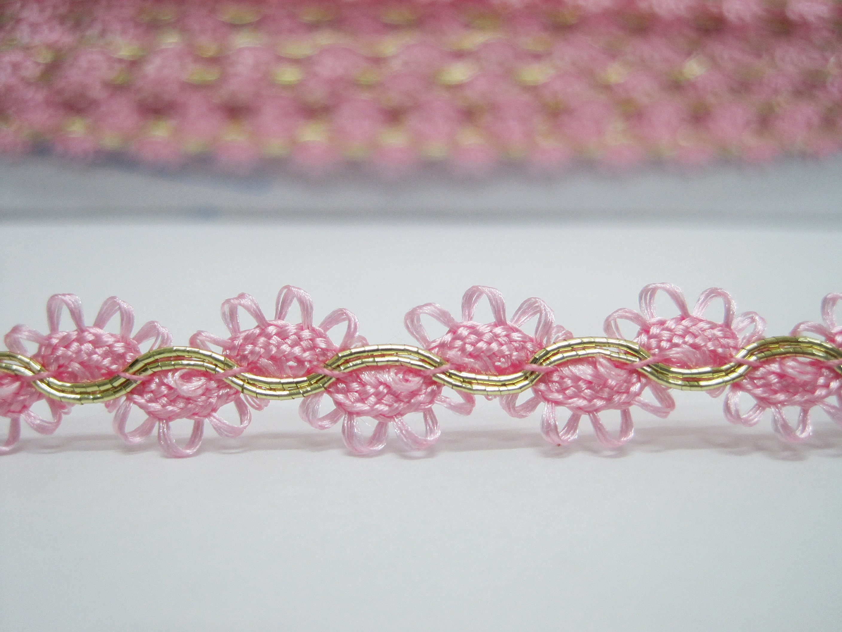 5 yards Pink Picot Rick Rack with Gold braided Pink Trim | Etsy