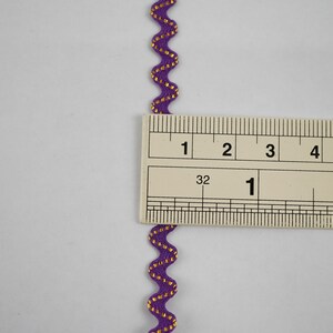 5 Yards Purple Tiny Rick Rack With Gold Metallic, Tiny Rick Rack, Mini ...
