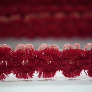 5 Yard of Ruby Chenille Braided, Red Flower Trim, Red Chenille Trim ...