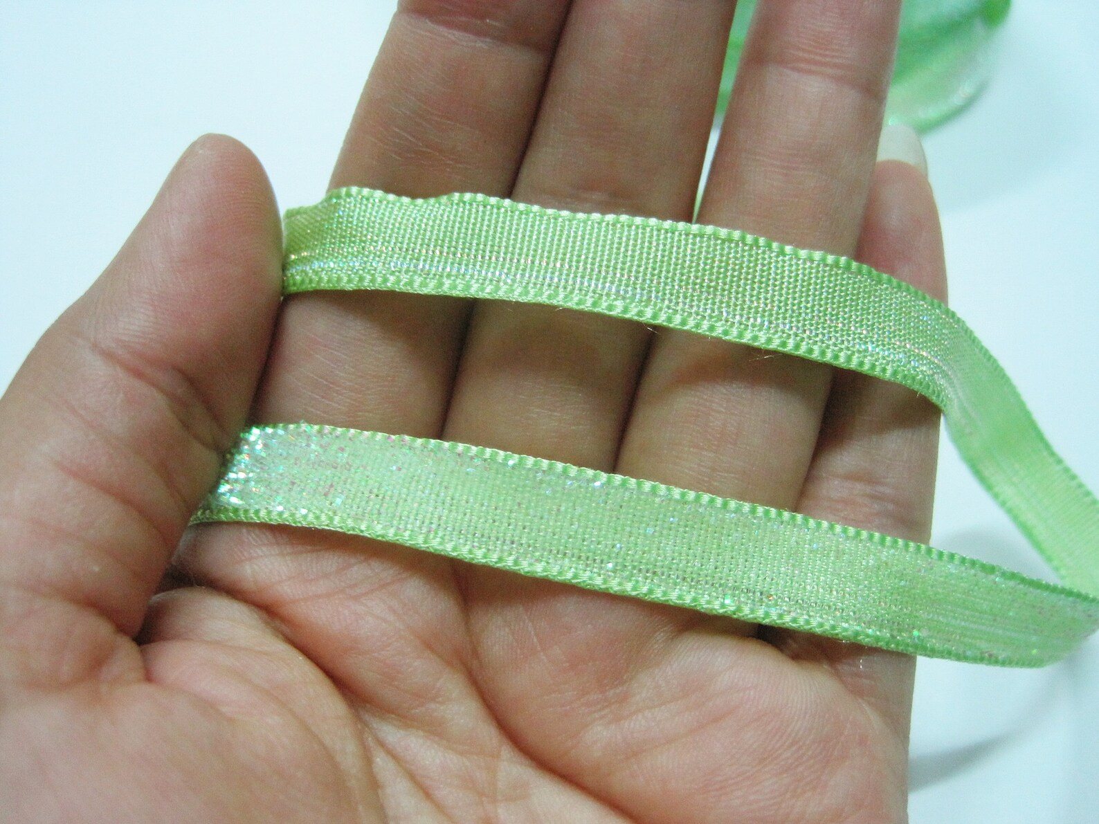 5 Yards 3/8 Lime Green Glitter Ribbon Glitter yarn | Etsy
