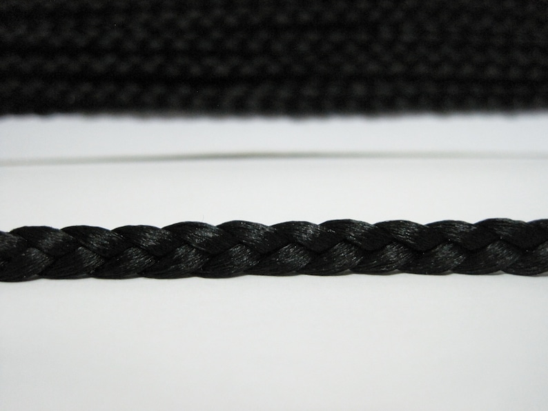 5 Yards 1/4" Black Braided Cord, Flat Cord, Flat Braided Cord, Flat ...