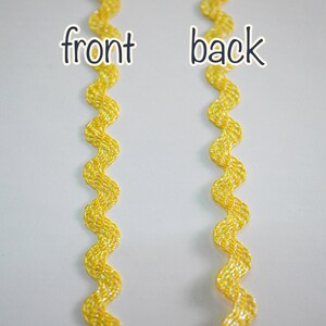 5 Yards 3/8" Bright Yellow Sparkly Rick Rack Trim, Glitter Trim, Ric ...